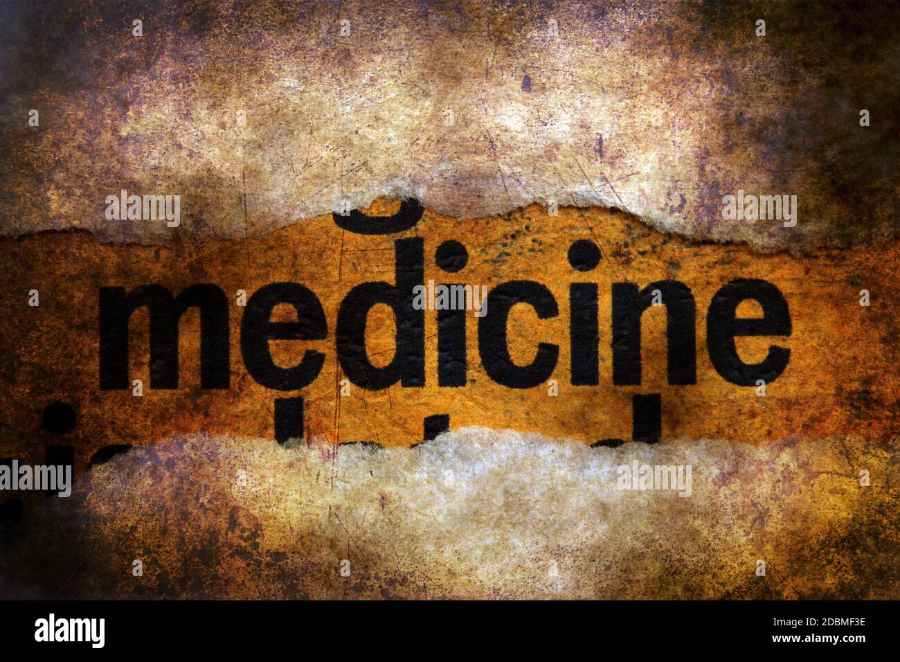 Medicine text on grunge background Stock Photo - Alamy