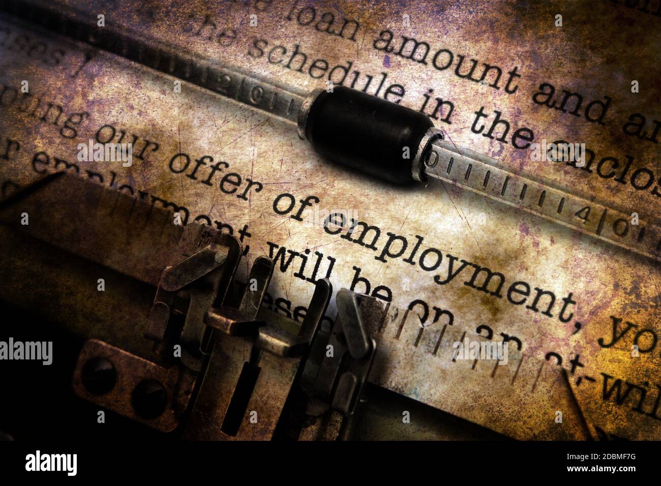 Employment form on vintage typewriter Stock Photo - Alamy