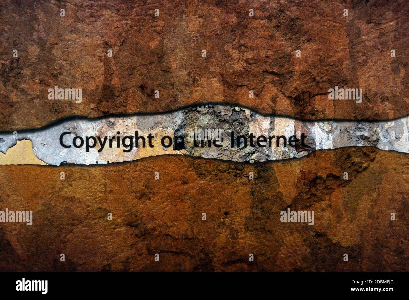 Copyright on the internet text on wall Stock Photo - Alamy