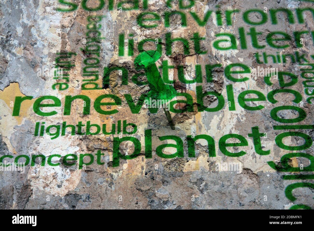 Renewable energy text on wall Stock Photo - Alamy