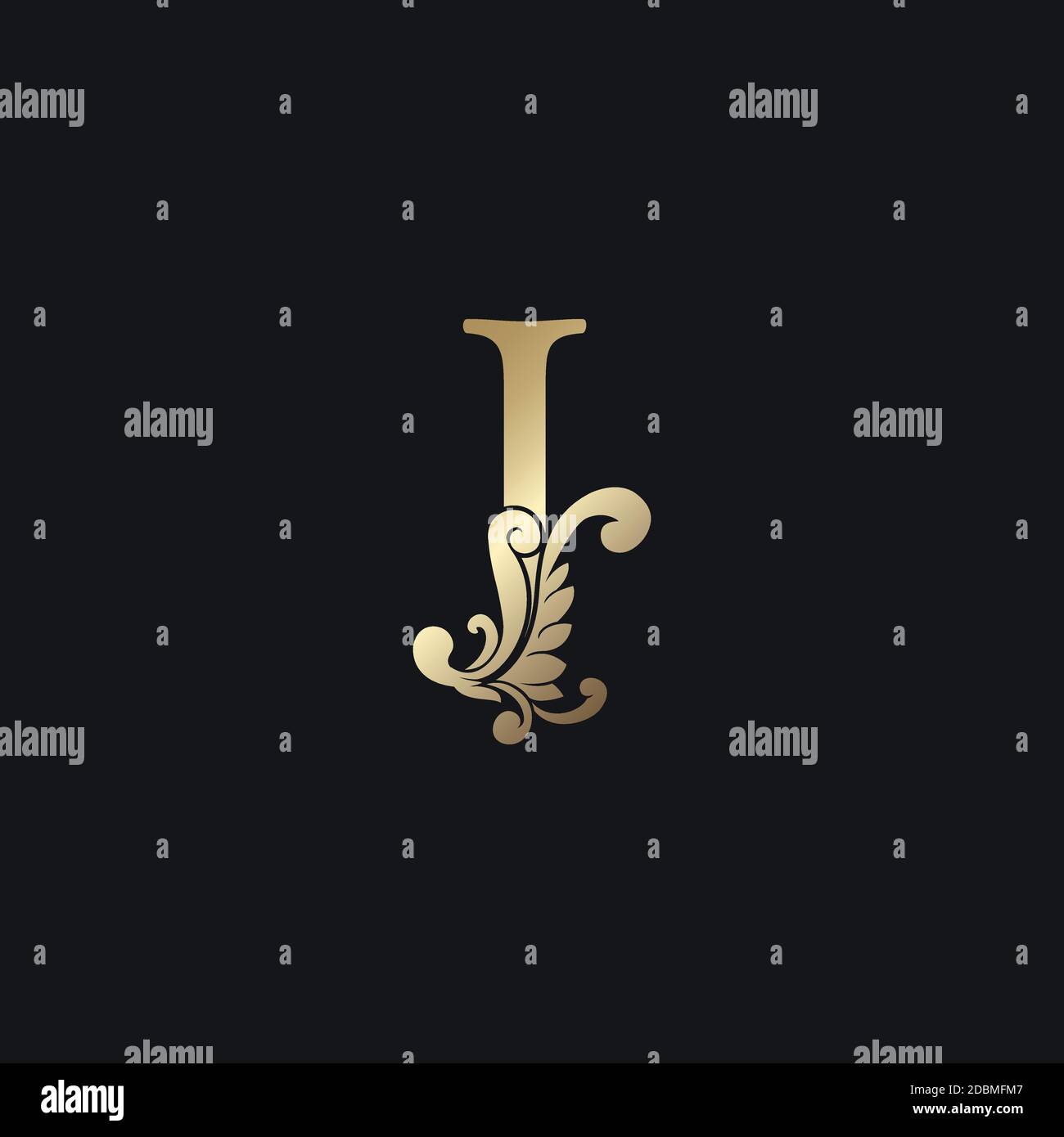 Classy Gold Letter J Luxury Decorative Initial Logo Icon, Elegance ...