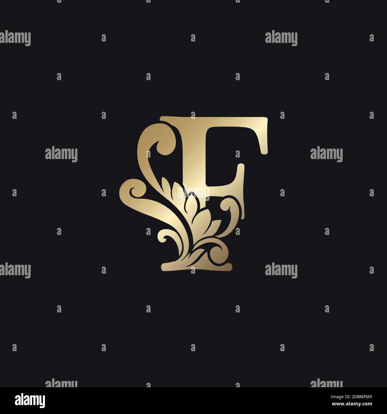 Classy Gold Letter F Luxury Decorative Initial Logo Icon, Elegance ...