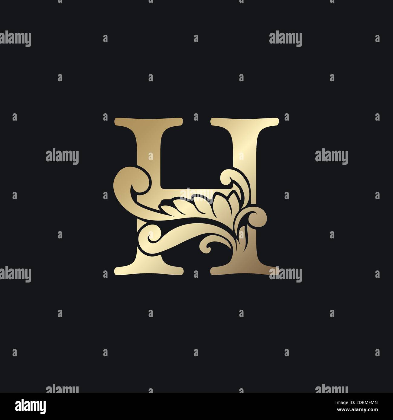 Classy Gold Letter H Luxury Decorative Initial Logo Icon, Elegance ...
