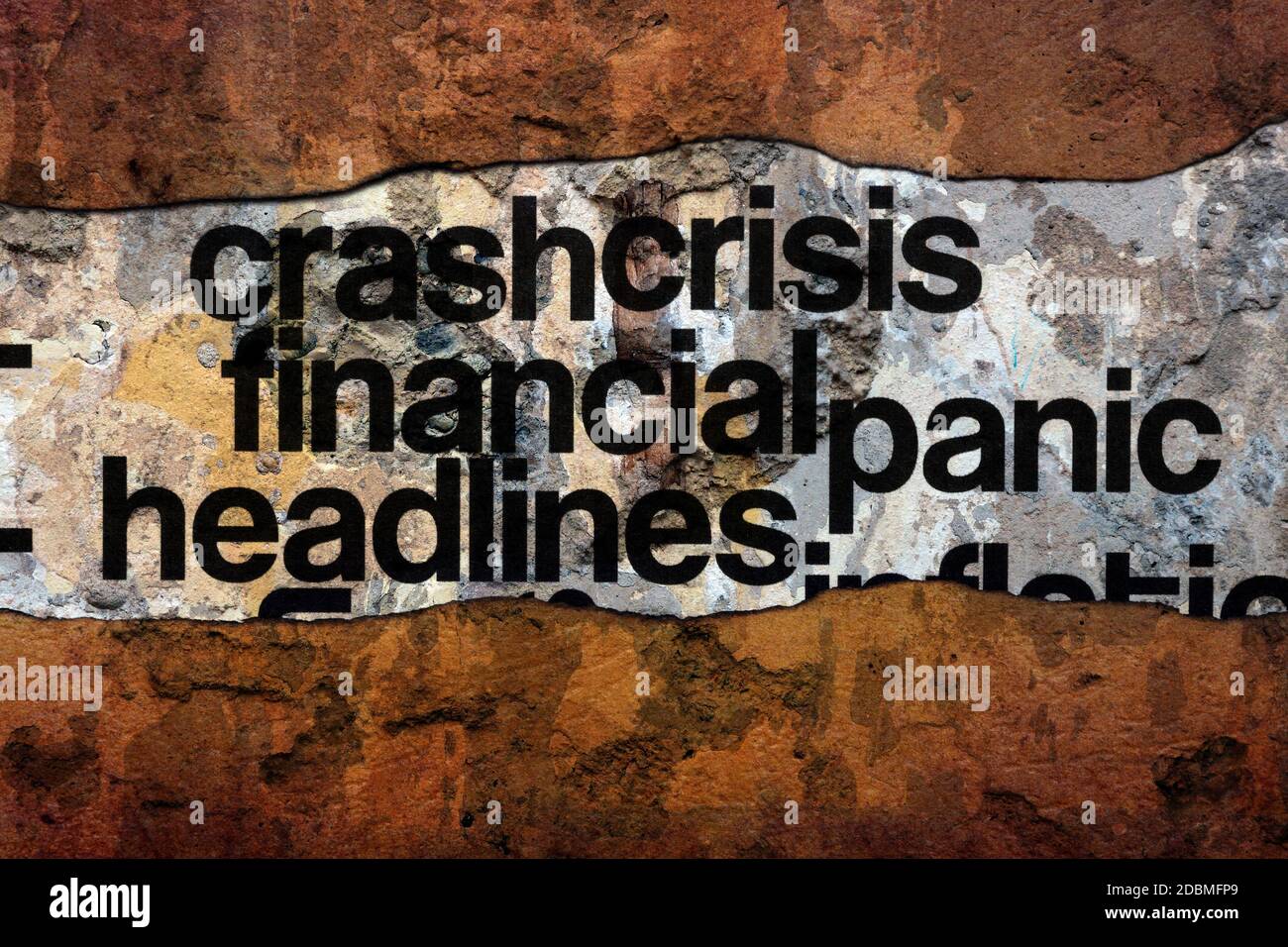 FInancial crisis headlines text on wall Stock Photo - Alamy