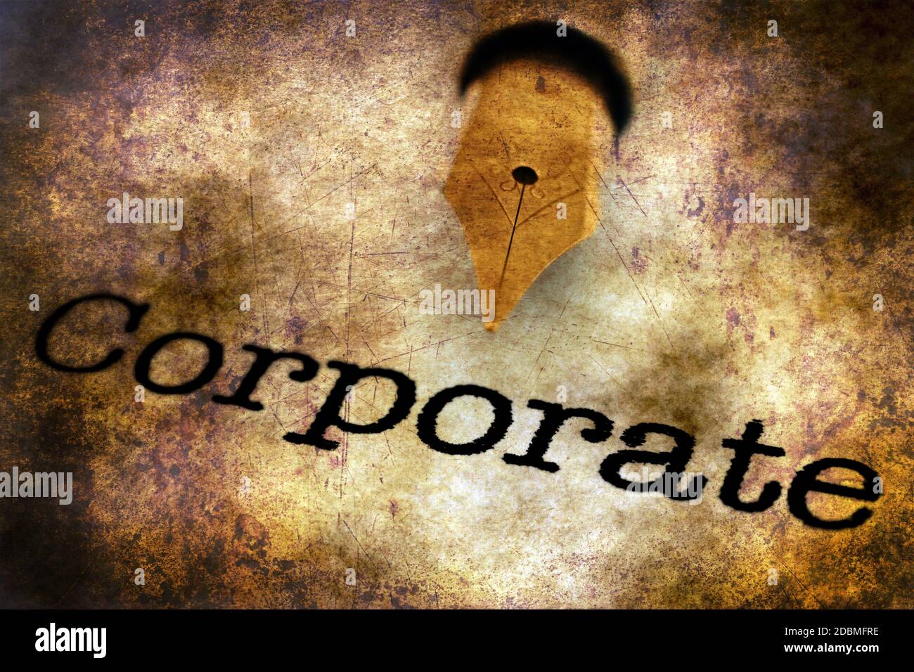 Corporate text and pen grunge concept Stock Photo - Alamy
