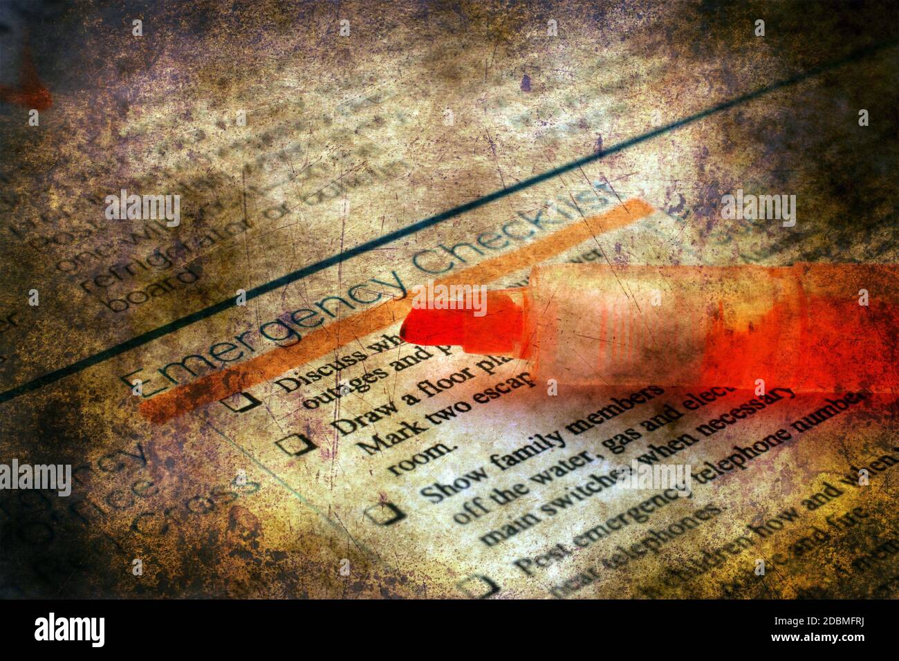 Emergency checklist grunge concept Stock Photo - Alamy