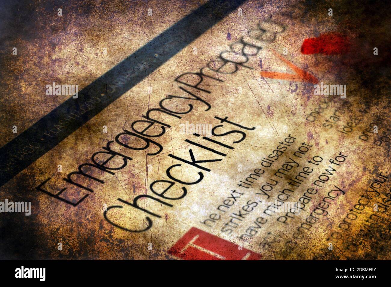 Emergency checklist grunge concept Stock Photo - Alamy