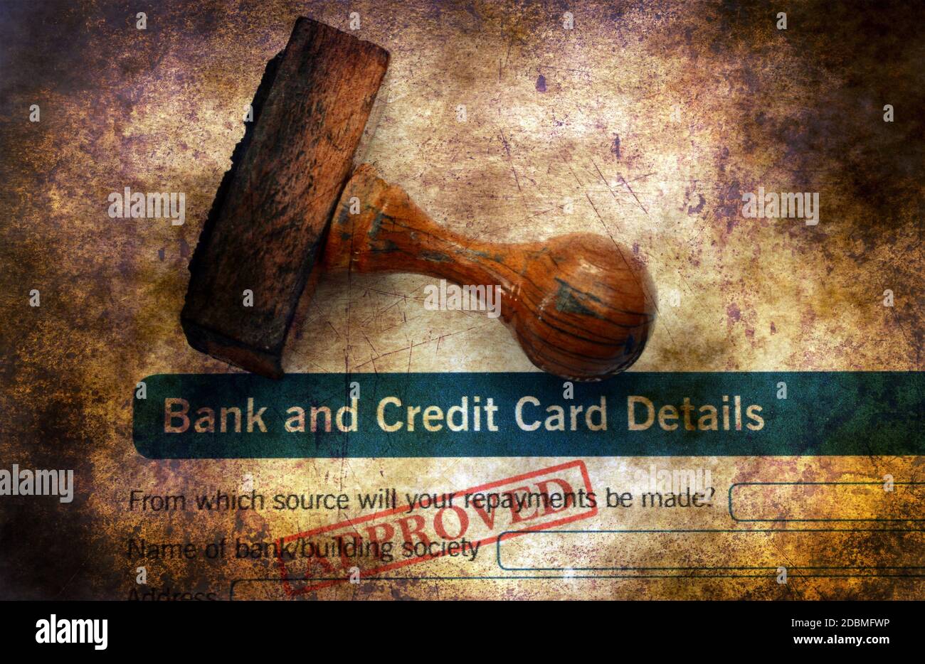 Bank application - approved grunge concept Stock Photo - Alamy