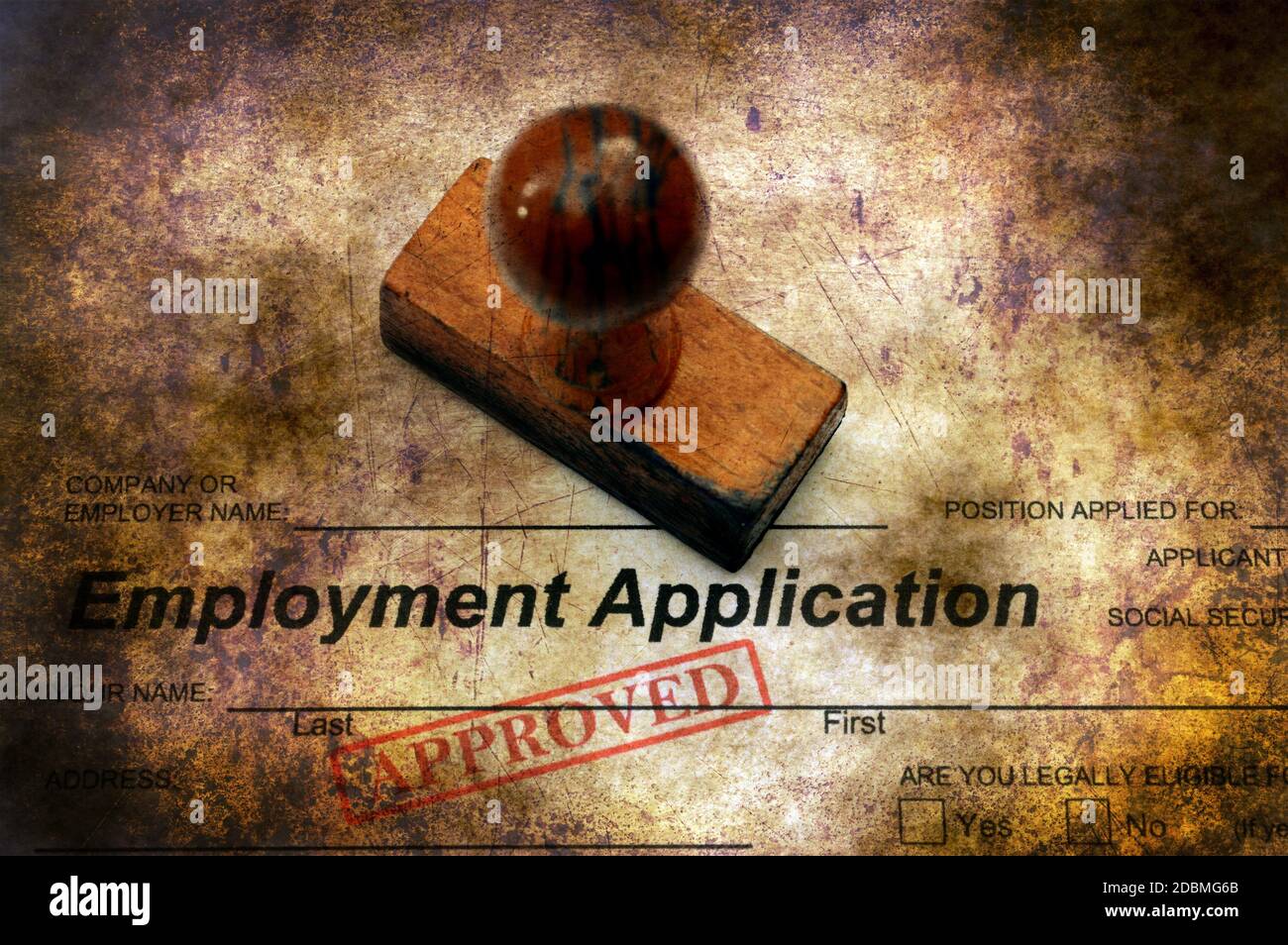 Employment application - approved grunge concept Stock Photo - Alamy