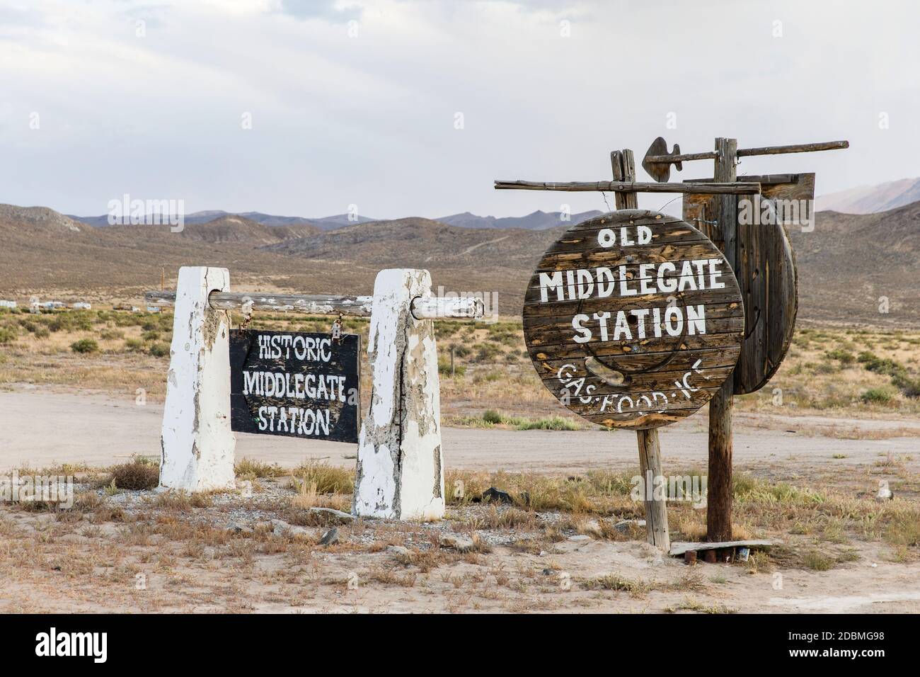 Middlegate Station sign, along "The Loneliest Road in America", U.S ...