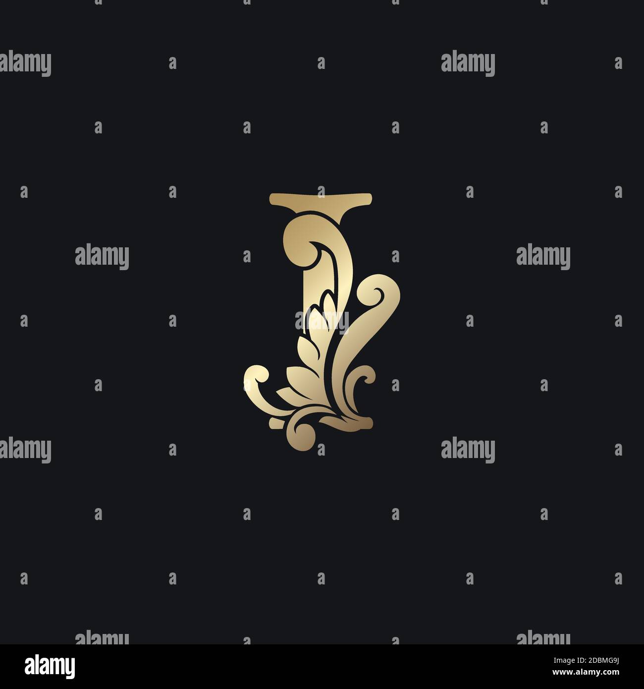 Classy Gold Letter I Luxury Decorative Initial Logo Icon, Elegance ...