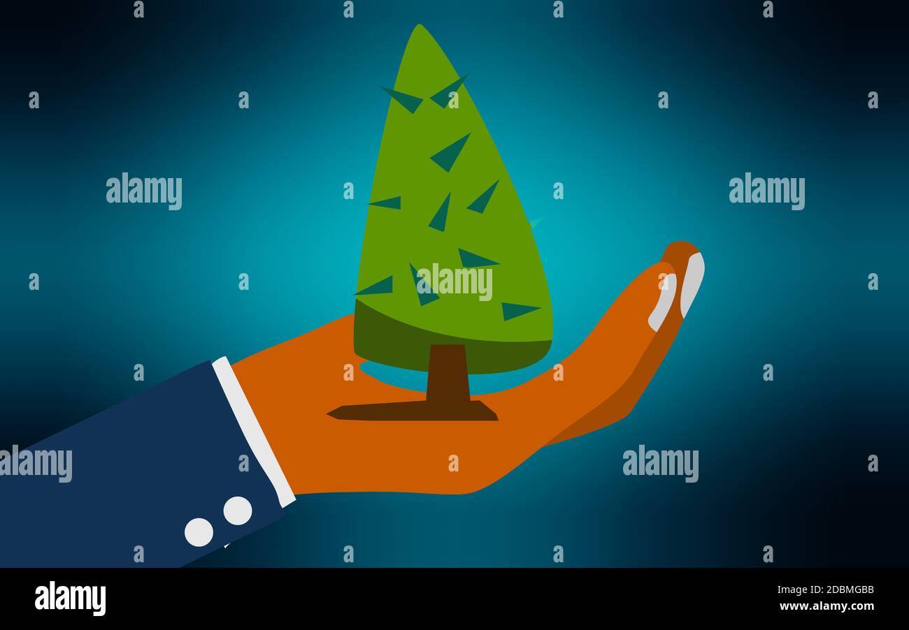 Ecology concept with hand holding tree , 3D rendering Stock Photo - Alamy