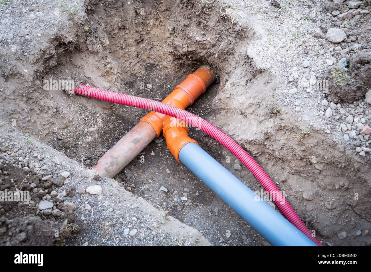 Canalization work on water pipes Stock Photo - Alamy