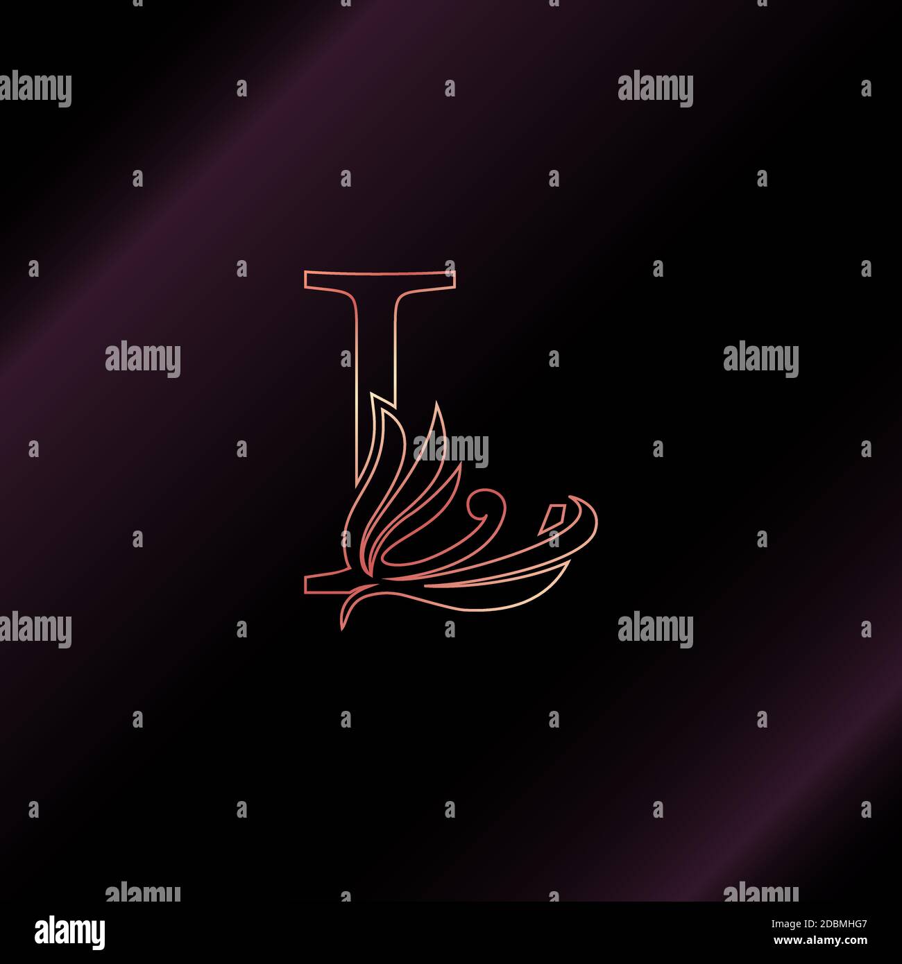 Gold Rose Outline Letter L Luxury Decorative Initial Logo Icon ...