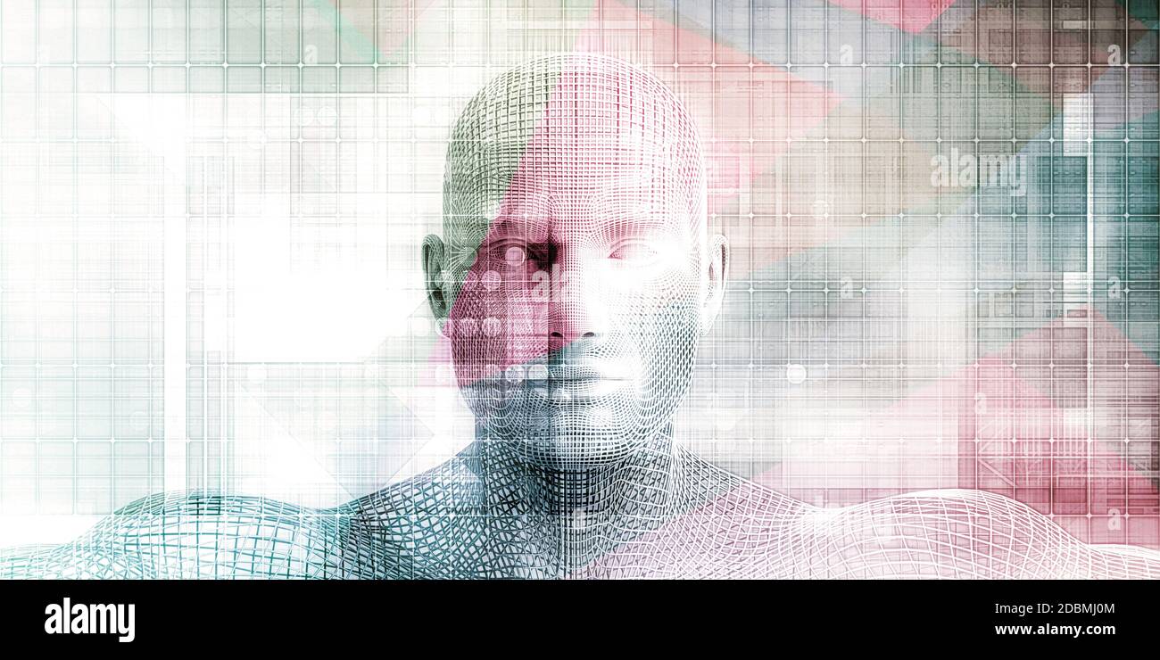 Biotechnology Concept Art with Human Body and Genetic Molecule Stock ...