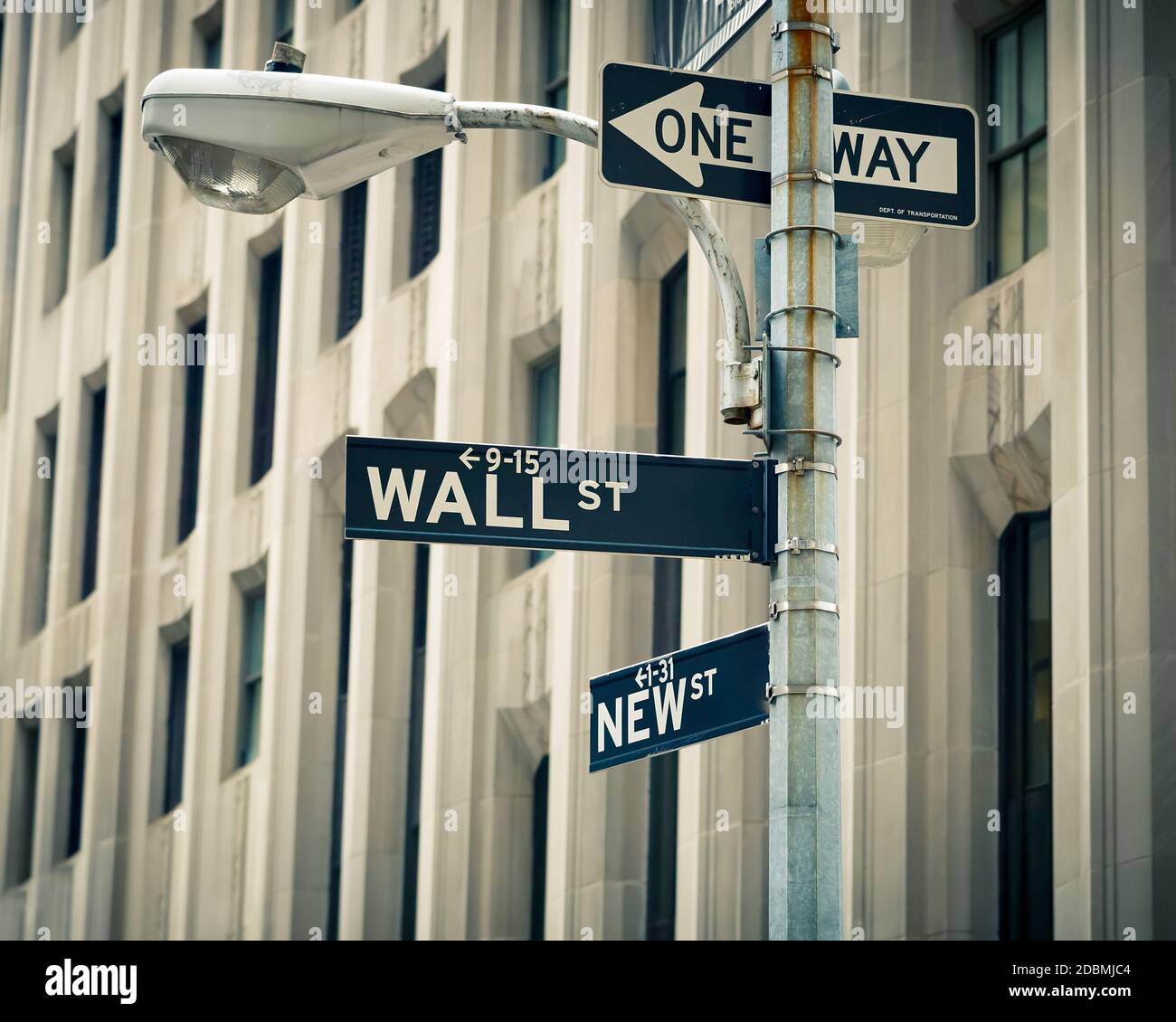 Street signs of Wall street and New street in New York City Stock Photo ...