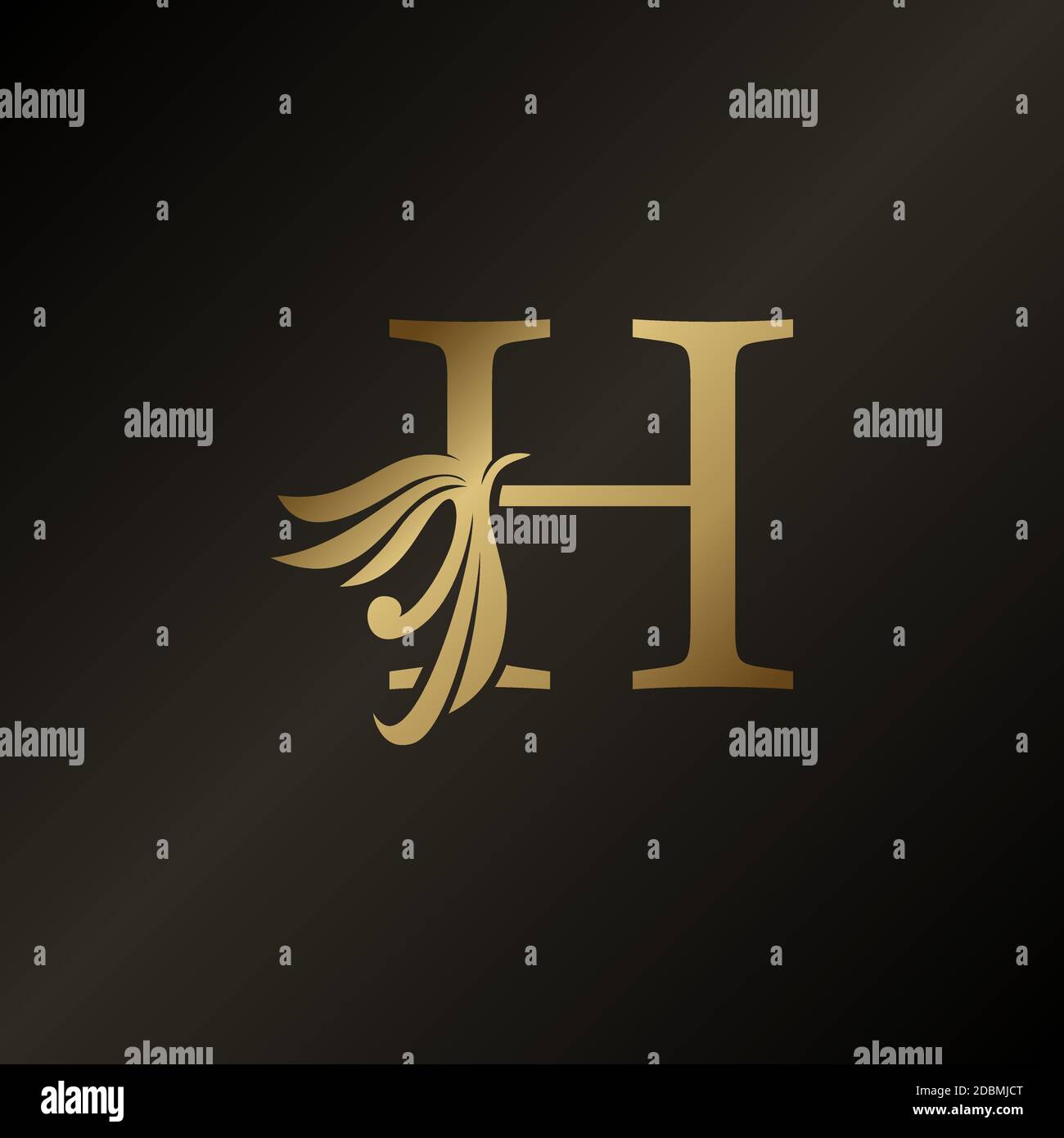 Monogram Letter H Luxury Swirl Ornate Decorative Logo Icon Vector ...