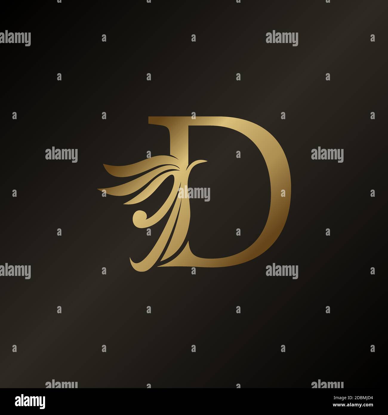 Monogram Letter D Luxury Swirl Ornate Decorative Logo Icon Vector ...