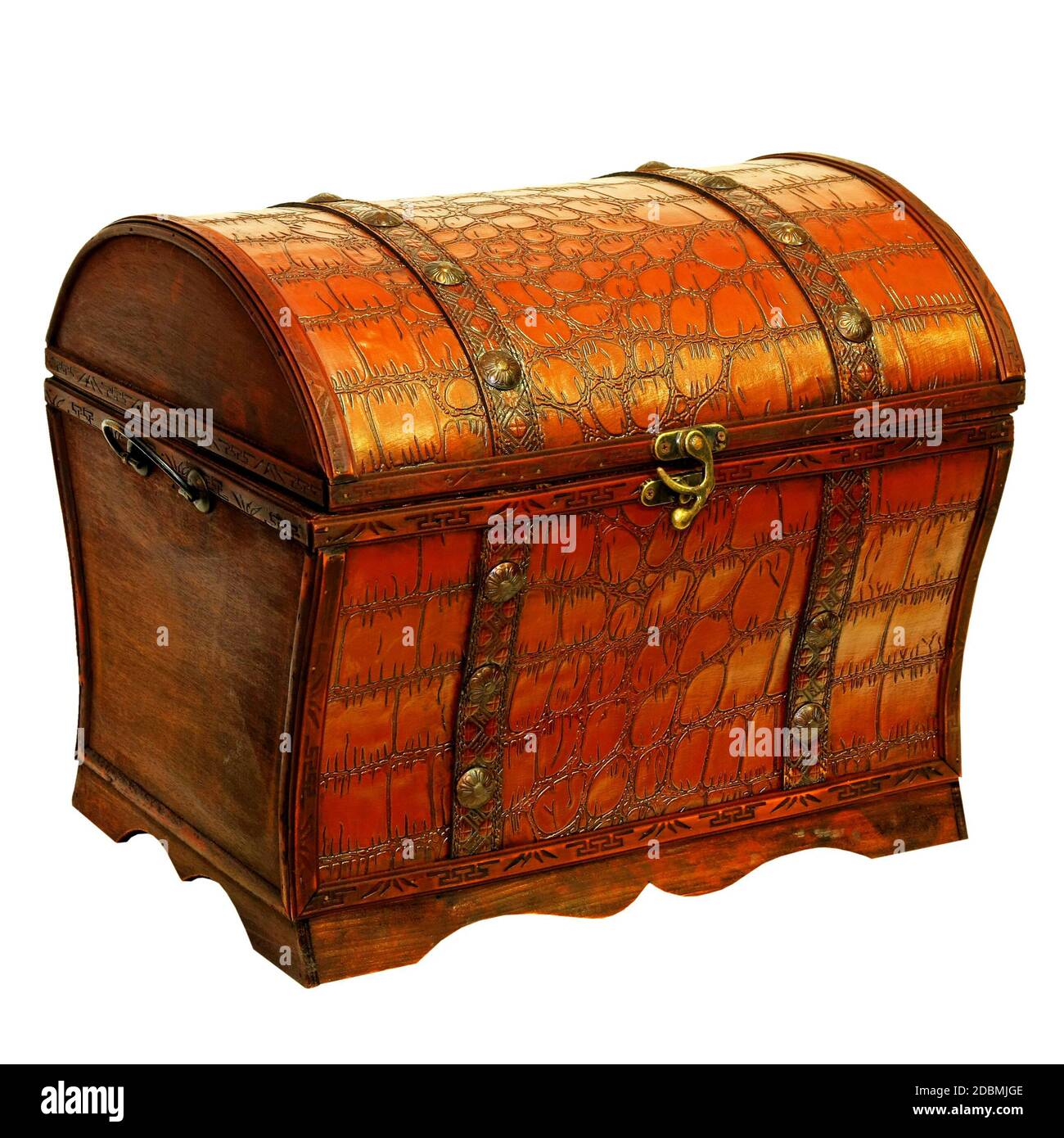 Big brown chest box isolated on white Stock Photo - Alamy