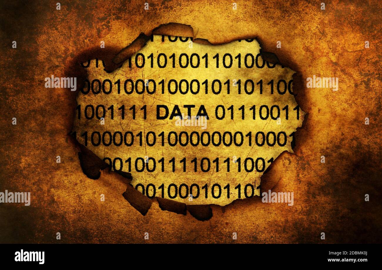 Data text on paper hole grunge concept Stock Photo - Alamy