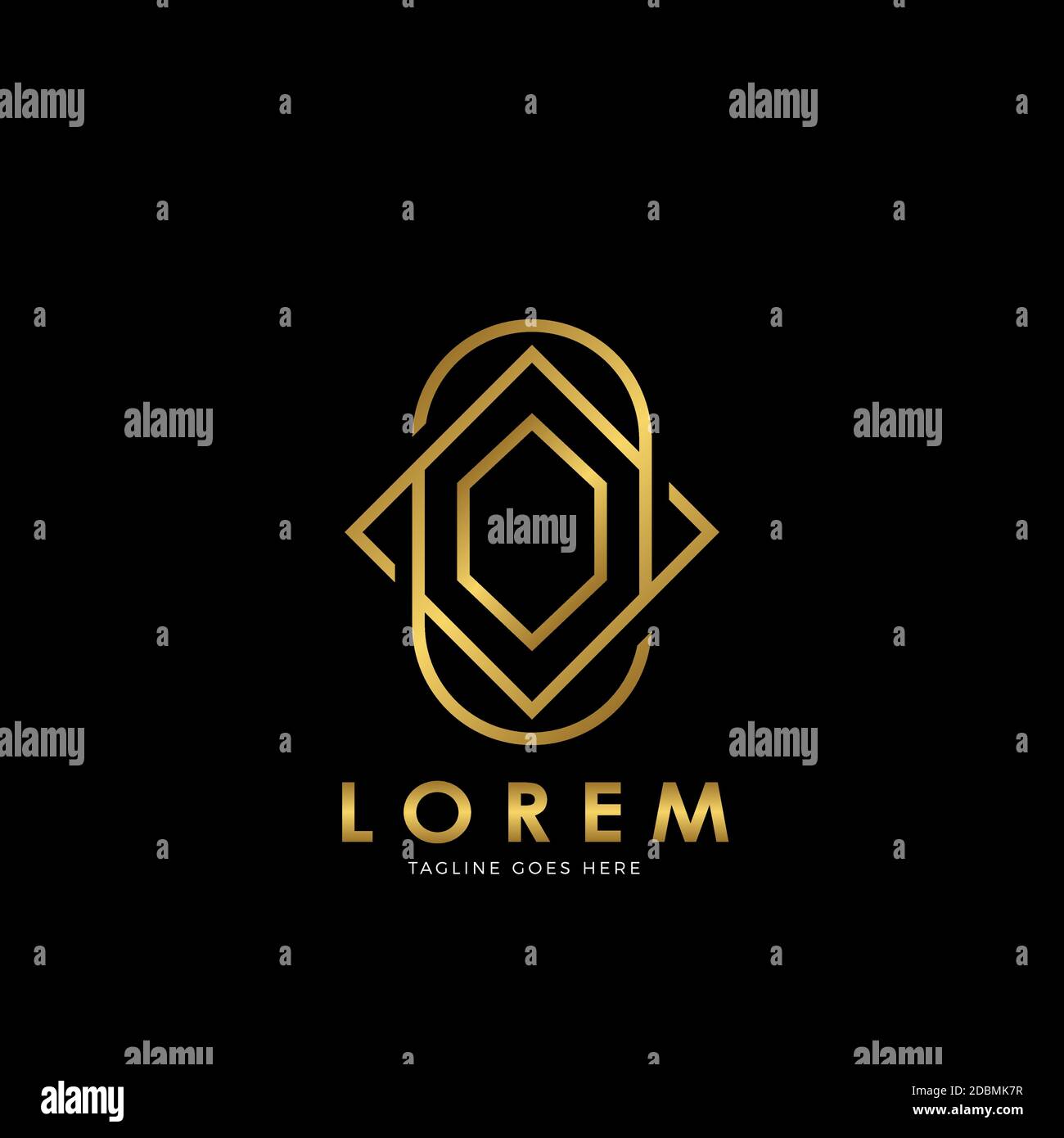 Golden O Initial letter Logo Vector Design Concept Geometrical Line ...