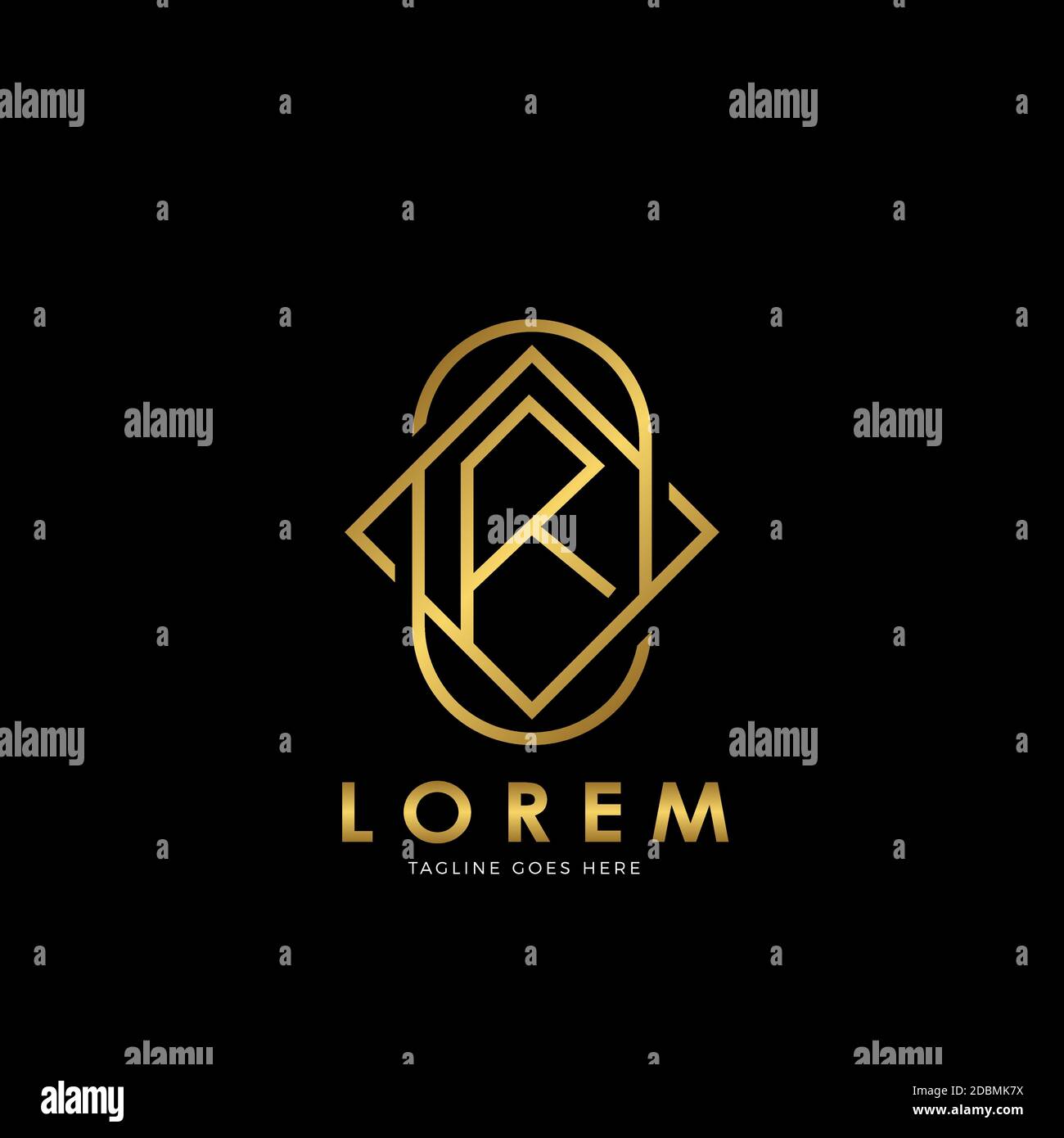 Golden R Initial letter Logo Vector Design Concept Geometrical Line ...