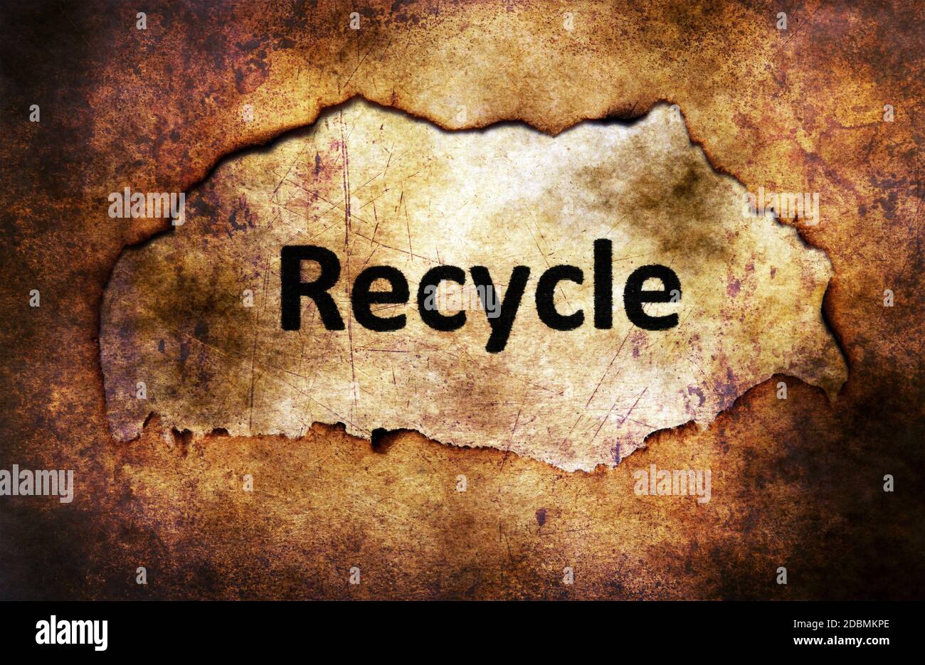 Recycle text on paper hole grunge concept Stock Photo - Alamy