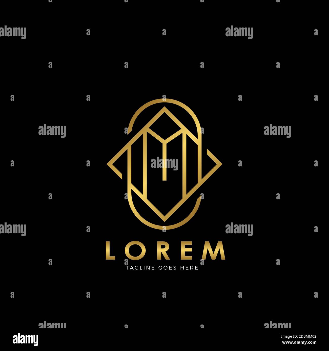 Golden M Initial letter Logo Vector Design Concept Geometrical Line ...