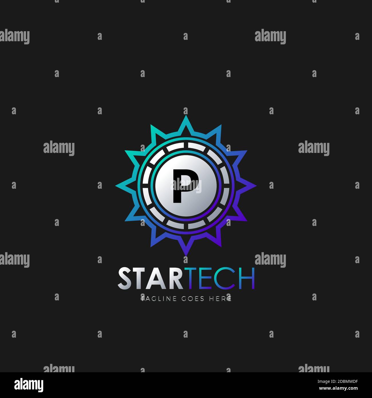 Modern P Initial logo design concept technology circle star logo ...