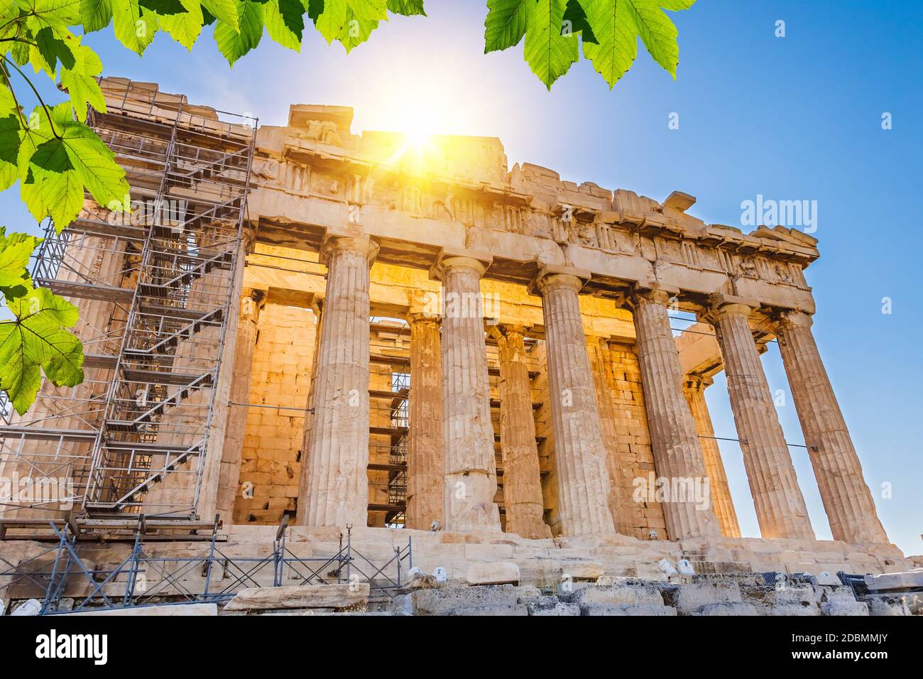 Sun over Parthenon in Acropolis, Athens, Greece Stock Photo - Alamy