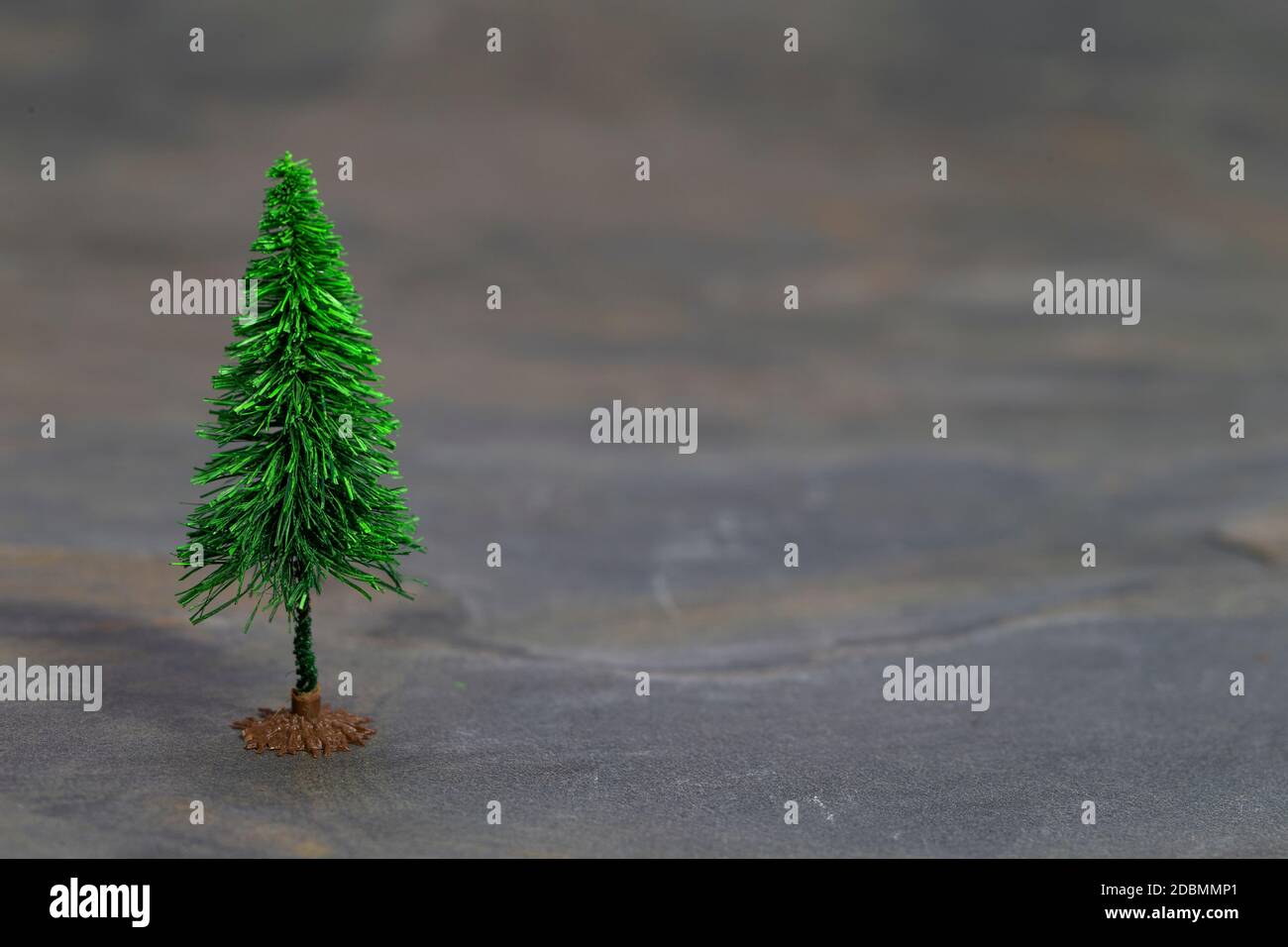 The image shows a model tree on grey slate Stock Photo - Alamy