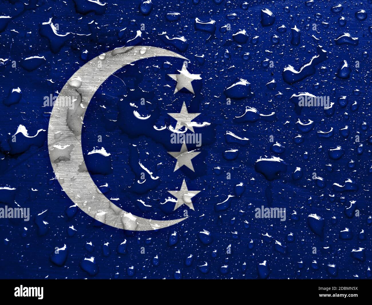 flag of Grande Comore with rain drops Stock Photo - Alamy