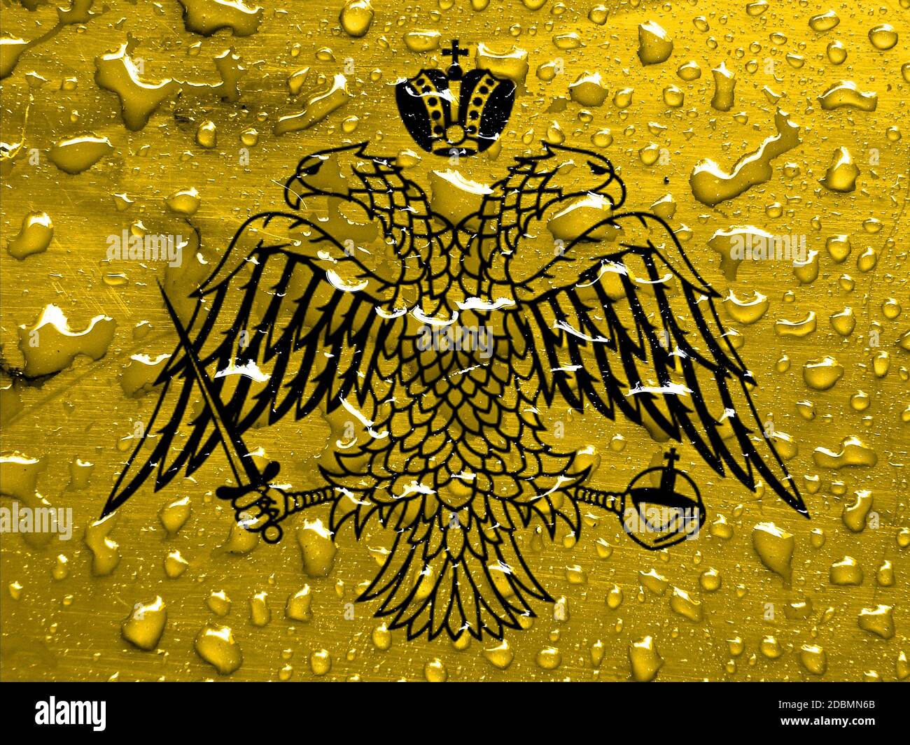 flag of Greek Orthodox Church with rain drops Stock Photo - Alamy