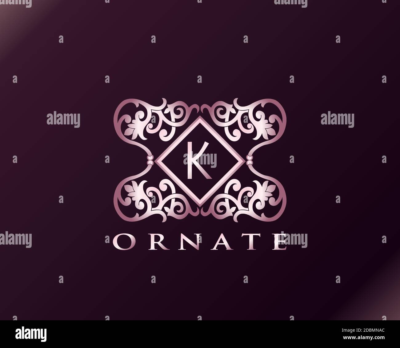 Pink Luxury Brand Letter K Elegant Logo Badge. Metal Luxury Pink Letter ...