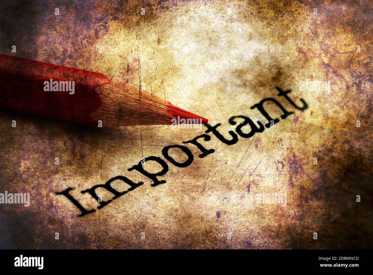 Pencil on important text Stock Photo - Alamy
