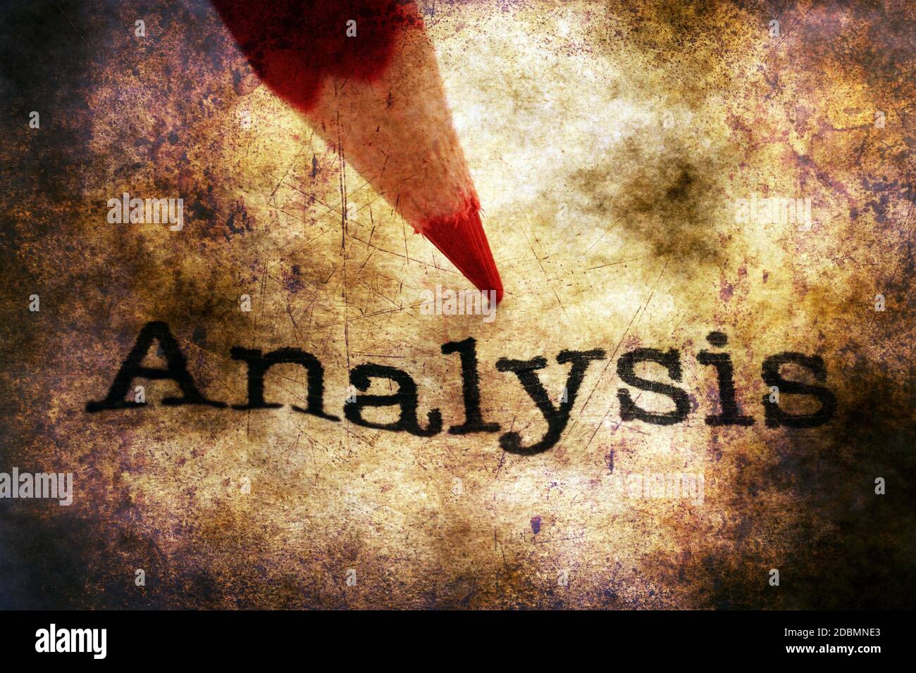 Pencil on analysis text Stock Photo - Alamy