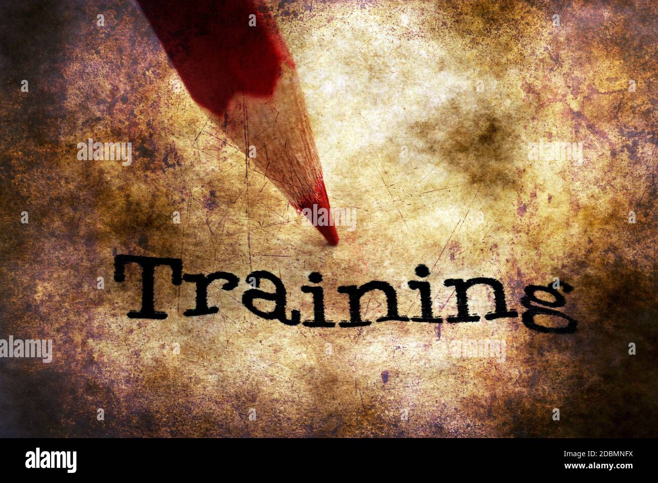 Pencil on training text Stock Photo - Alamy