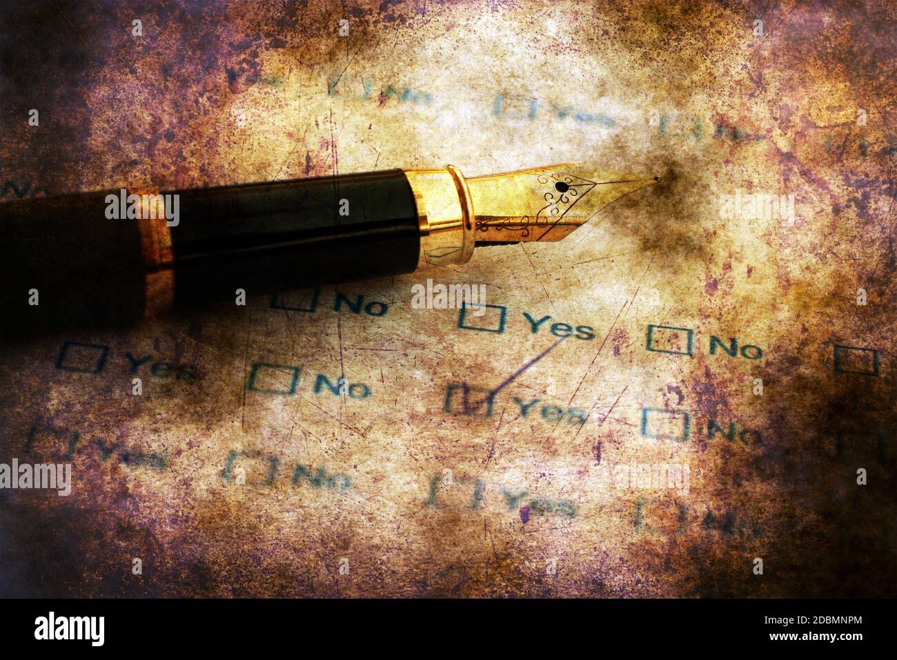 Fountain pen on survey form Stock Photo - Alamy