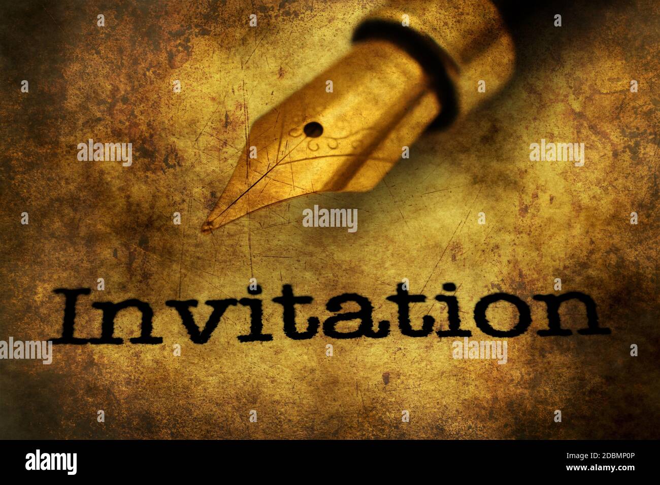 Invitation text and fountain pen Stock Photo - Alamy