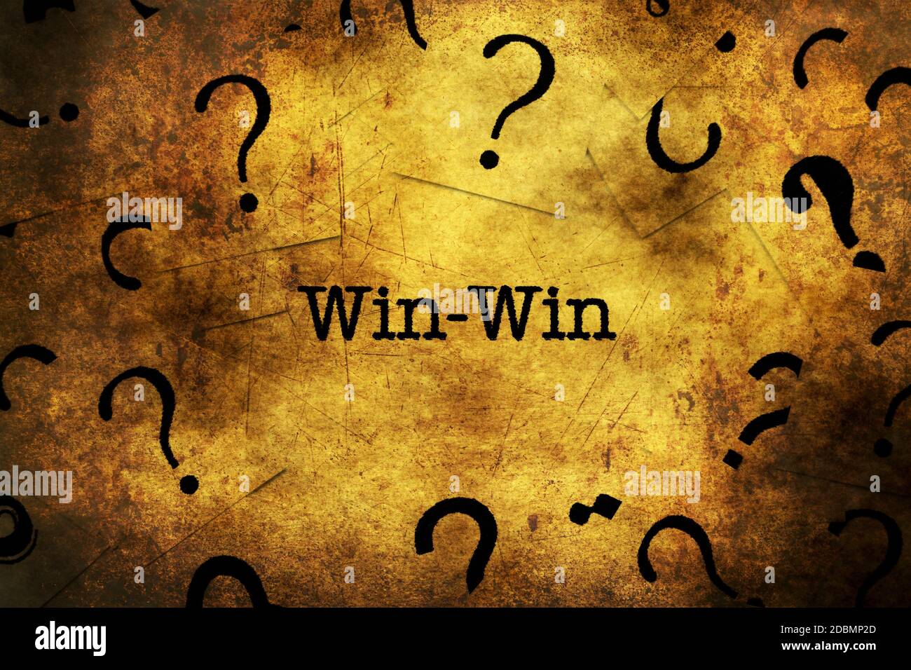 Win concept and question marks Stock Photo - Alamy