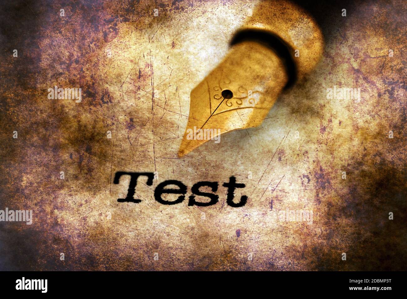 Fountain pen on test grunge concept Stock Photo - Alamy