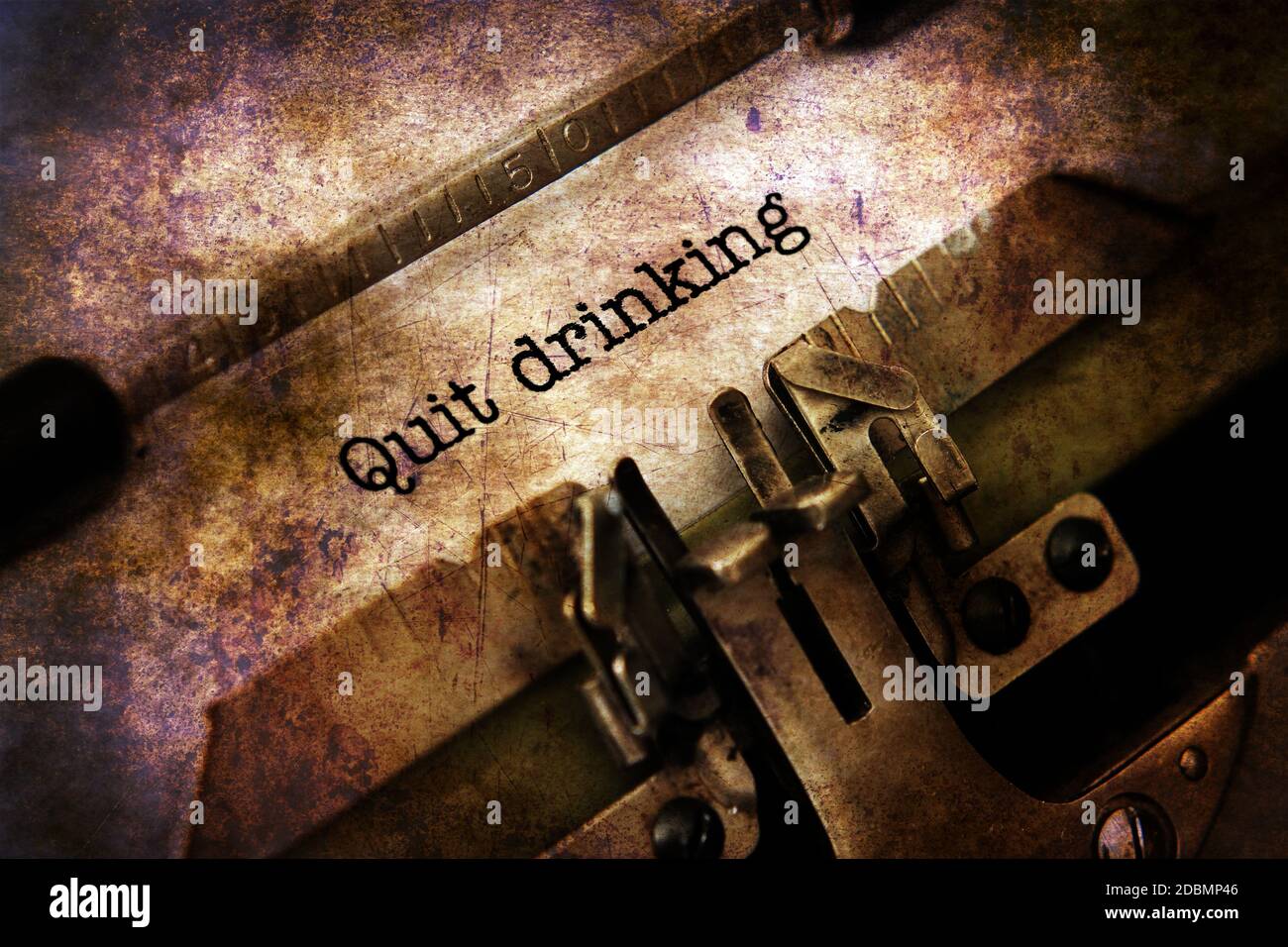Quit drinking text on typewriter Stock Photo - Alamy