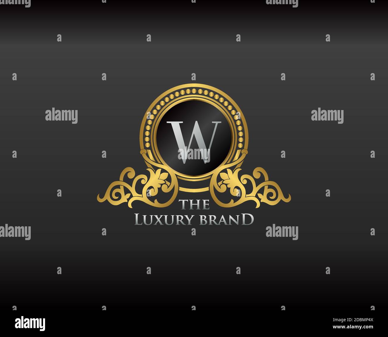 Gold Luxury Brand Letter W Elegant Logo Badge. Golden Letter Initial ...