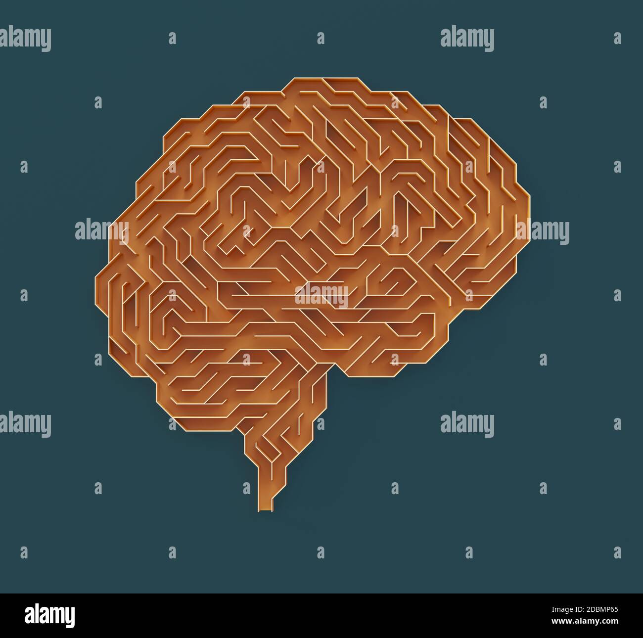 Brain shaped maze with clipping path included. Conceptual image of ...