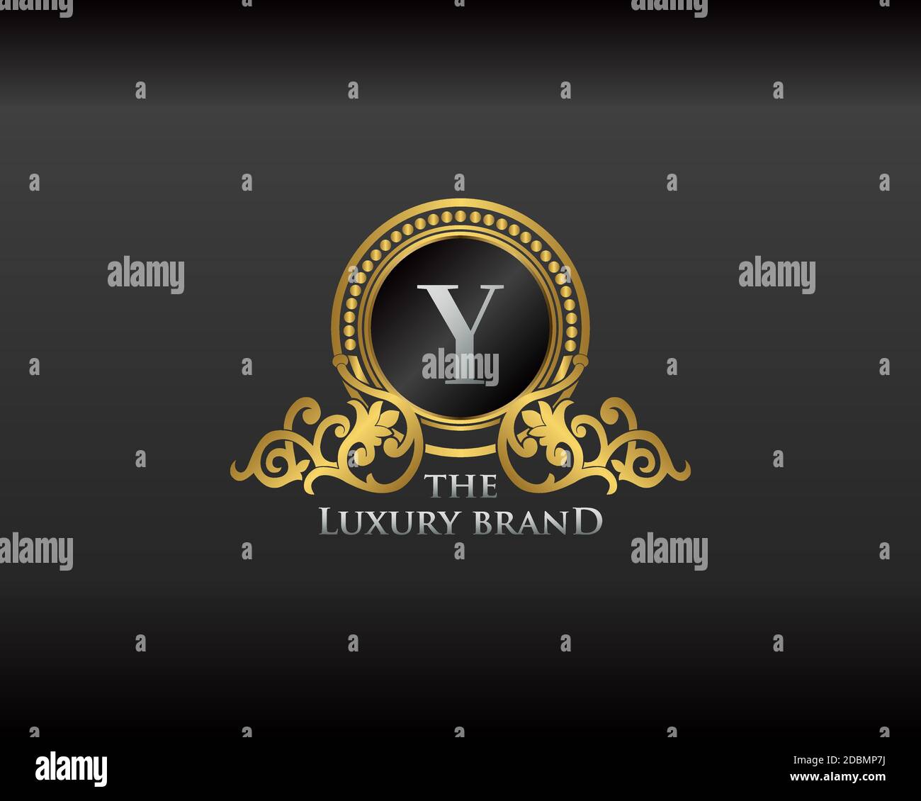 Gold Luxury Brand Letter Y Elegant Logo Badge. Golden Letter Initial ...