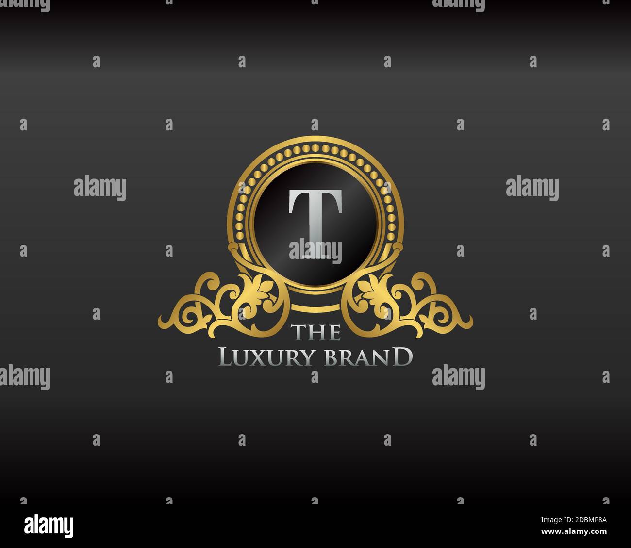 Gold Luxury Brand Letter T Elegant Logo Badge. Golden Letter Initial ...