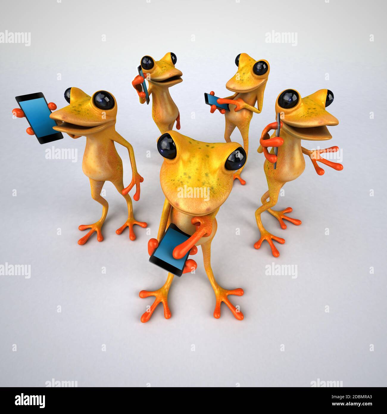 3D Illustration of cartoon Frogs phoning Stock Photo - Alamy