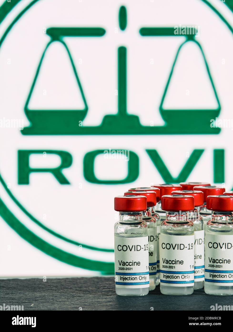 MALLORCA / SPAIN- November 17, 2020: Rovi pharmaceutical laboratory ...