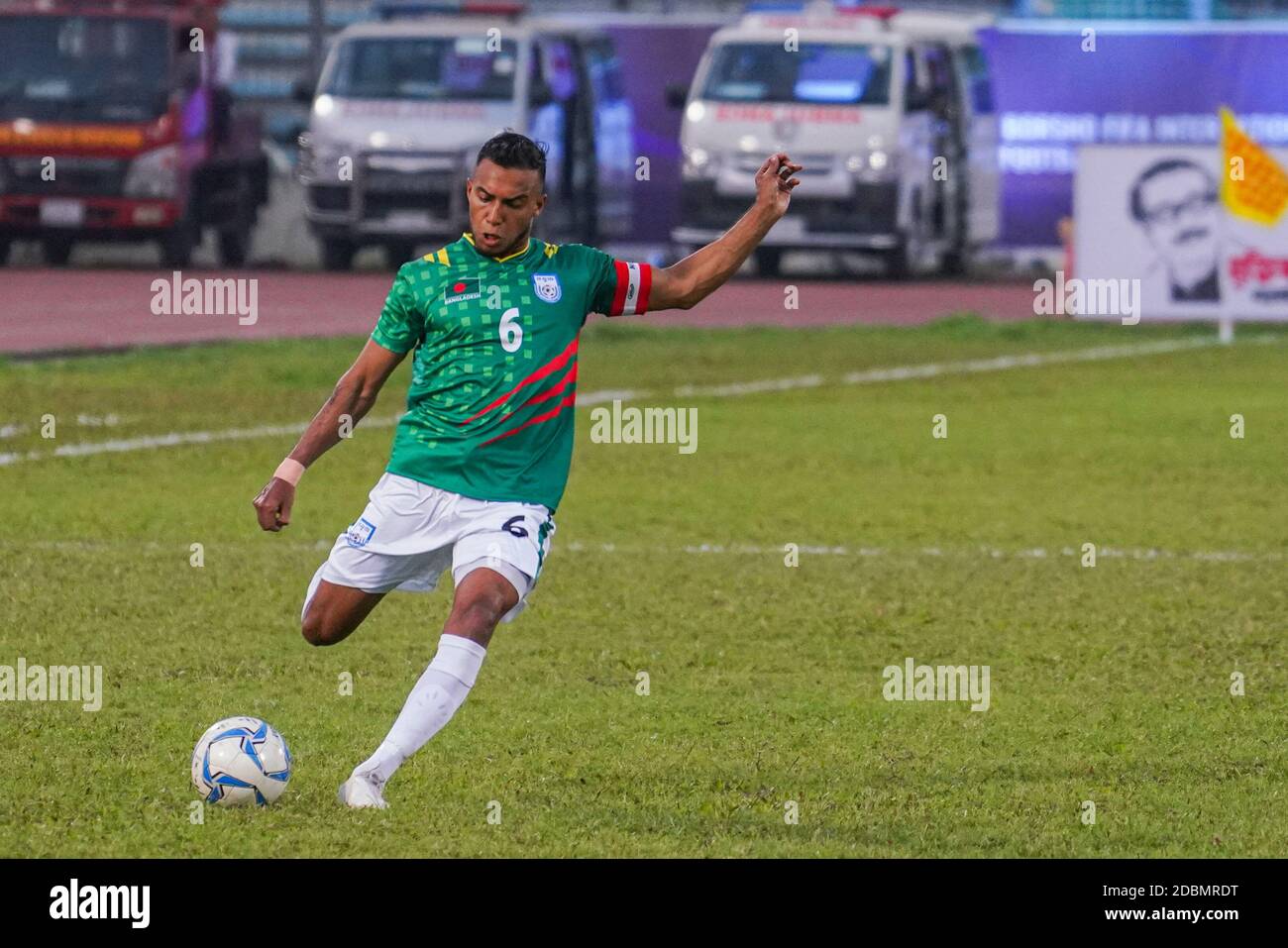 Bangladeshi captain Jamal Bhuiyan during seen action during the Second FIFA friendly match ...