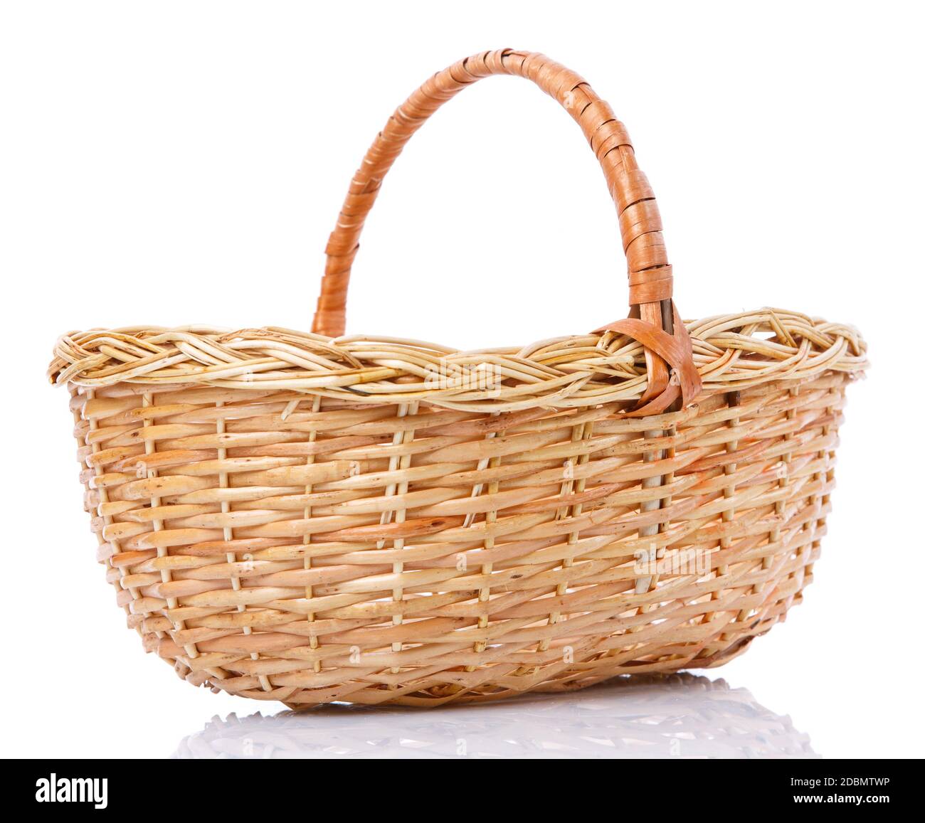 Beautiful handmade wicker basket isolated on white. Side view Stock ...